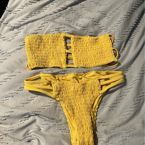 SHEIN | Swim | Yellow Ribbed Bikini Top And Bottom | Poshmark